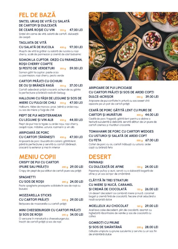 Meniu GUAU Bistro - peste 42 de preparate - GUAU!